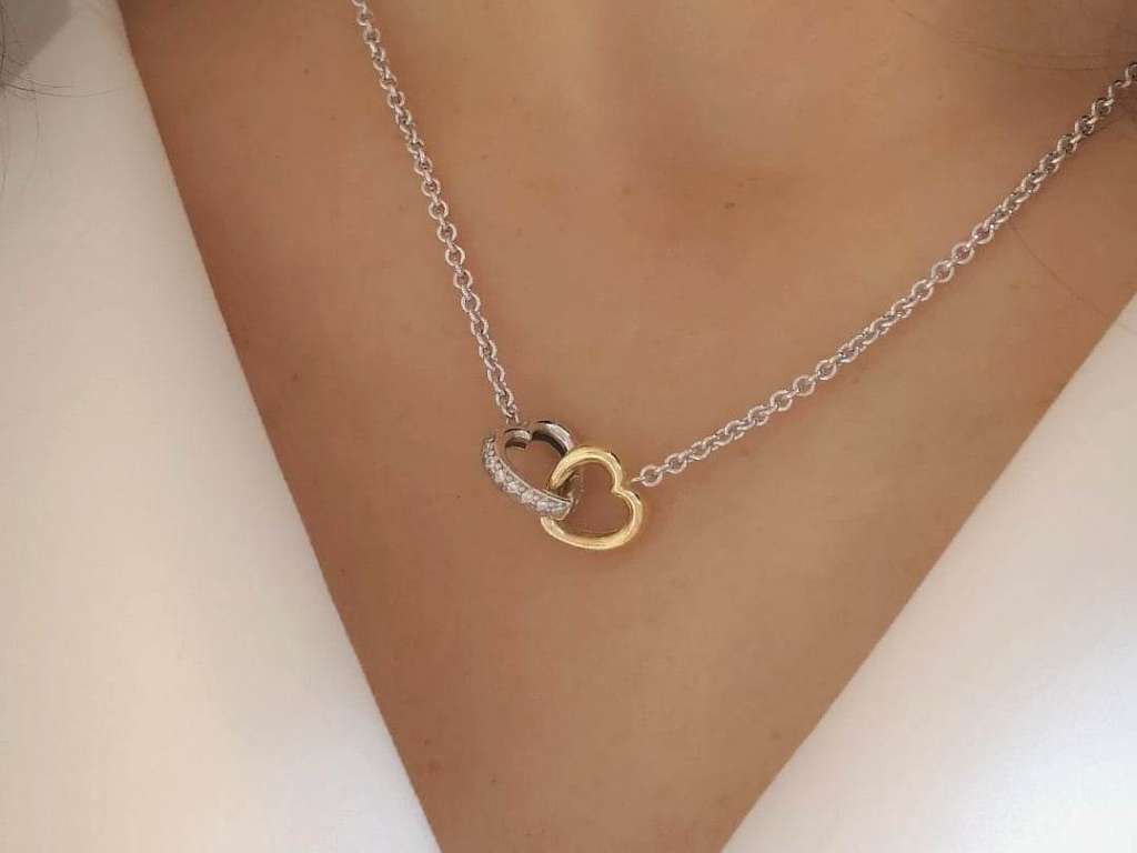 Two hearts connected srebrna ogrlica - Frederiko-opatija.com